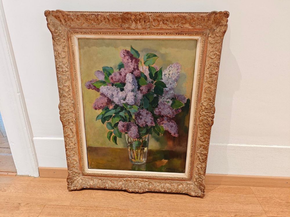 Schönes Ölgemälde "Flieder", gerahmt | Kaufen auf Ricardo