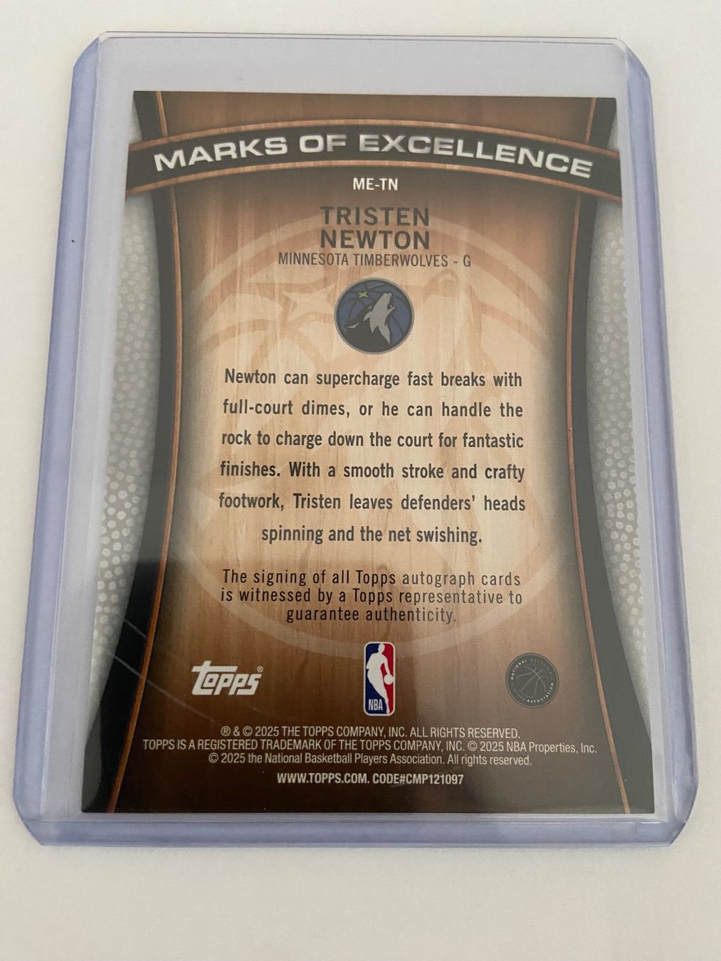 Tristen Newton Marks of Excellence Auto Topps Basket. 25/26 (Gebraucht ...