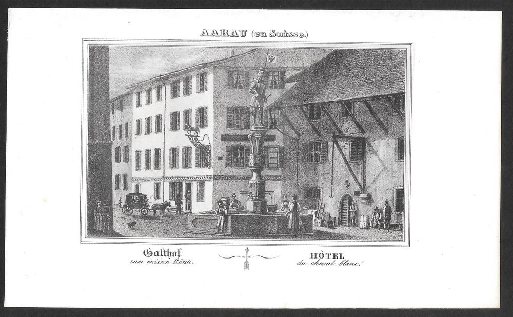 Aarau Gasthof Zum Weissen Rössli Lithografie J Belliger Kaufen Auf