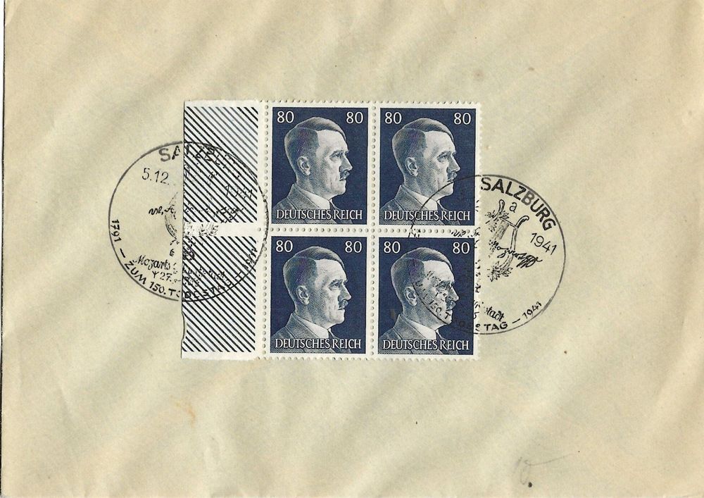 Deutsches Reich, Salzburg, Mozart, Hitler, Viererblock,80Pf | Kaufen auf Ricardo