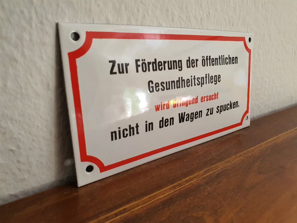 Emailschild Verboten spucken Bahn Zug Tram Emaille Schild (Neu (gemäss Beschreibung)) in ...
