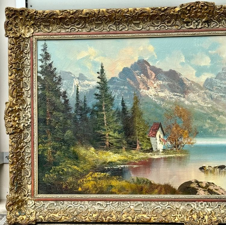 Grosse Landschaft Gemälde mit See und Bergen unleserlich Sig (Gebraucht) in Root für CHF 185 ...