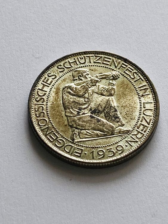 Silber 5 Franken 1939 Schützentaler Schützenfest Luzern ++ (Gebraucht) in Baar für CHF 26 – mit ...
