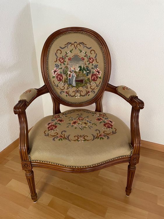 Gobelin Stuhl handgestickt | Kaufen auf Ricardo