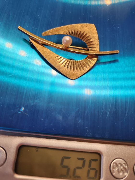 Elegante Vintage-Brosche aus GAM Gold mit Perle – ca. 5.26 (Gebraucht ...