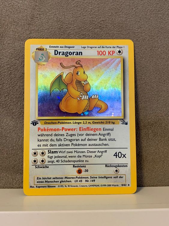 4/62 *1.Edition Dragoran Holo Rare DE Pokemon Fossil | Kaufen auf Ricardo