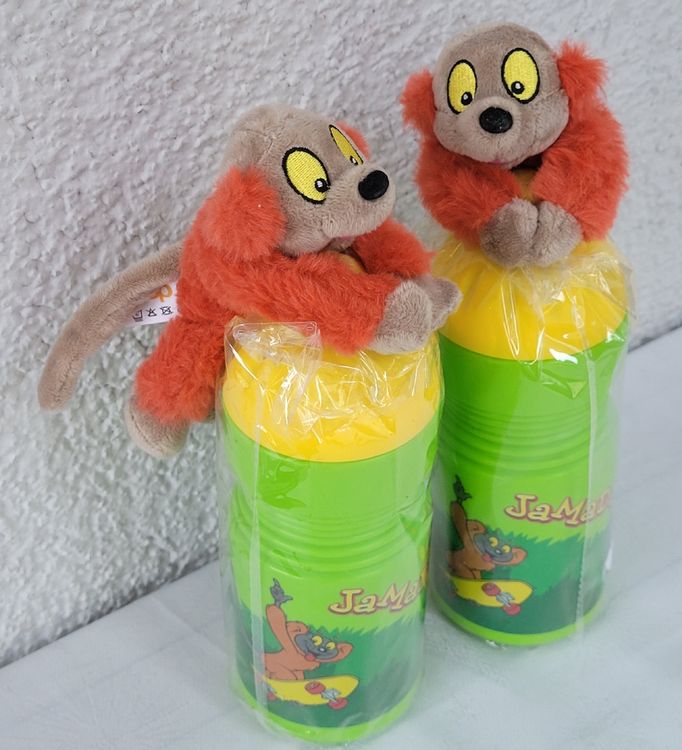 2 Süsse Jamadu VARI Äffchen Coop und 2 Trinkflaschen OVP (Neu (gemäss ...