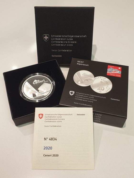 20 Fr. Gedenkmünze Silber Ceneri 2020 PP (Neu und originalverpackt) in Agno für CHF 115 – mit ...