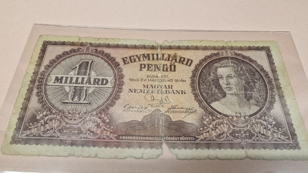 Alte Ungarische 1 Milliarde Pengo Note 1946 (Gebraucht) in Herisau für ...