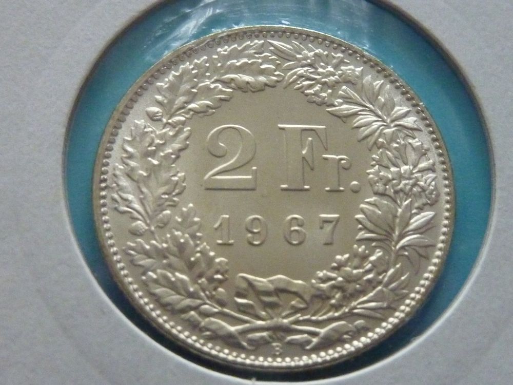 Letzte Silber Prägung 2 Fr. 1967 unz. / stgl. (Neu (gemäss Beschreibung)) in Seon für CHF 7 ...