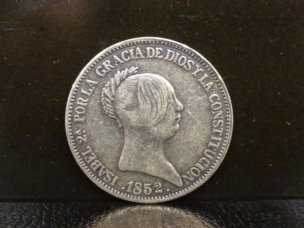Replika einer antiken Silbermünze 20 REALES 1852 ESPANA (Gebraucht) in Kerzers für CHF 15 – mit ...