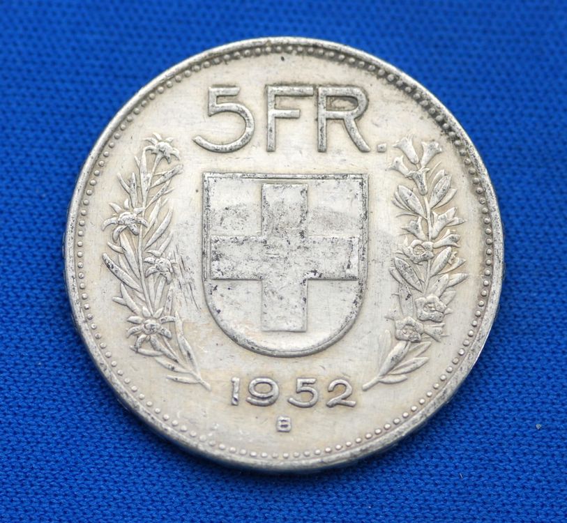 Silberner 5.- Jahrgang 1952, Rar (Gebraucht) in Mühlethal für CHF 19 – mit Lieferung auf Ricardo ...