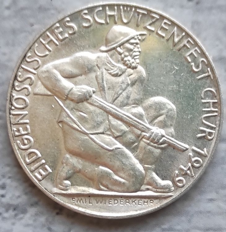 SCHÜTZENFEST CHUR argent Médaille de Tir 1949 ARGENT (Gebraucht) in Biel/Bienne für CHF 12 – mit ...