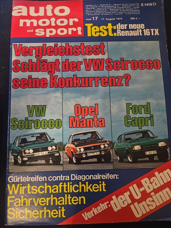 AMS 17/74 VW Scirocco Opel Manta Capri Sbarro 328 R 16 TX xx (Gebraucht ...