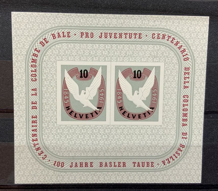 Jubiläumsblock 100 Jahre Basler Taube ** (Neu (gemäss Beschreibung)) in Füllinsdorf für CHF 7 ...