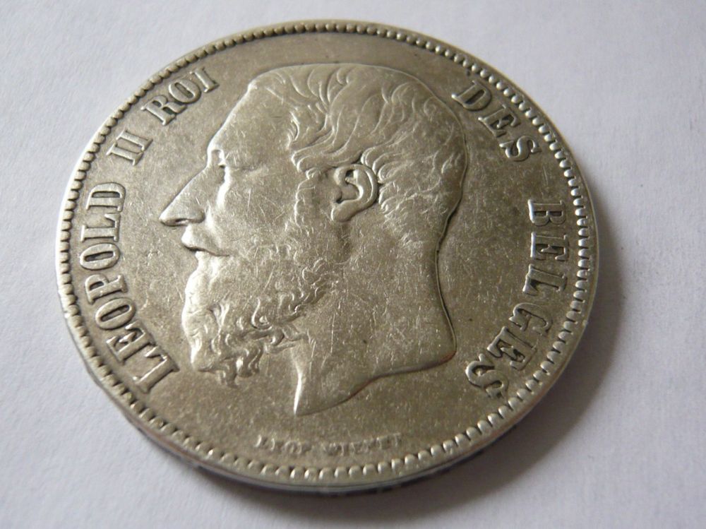 1871 SILVER LEOPOLD II ROI DES BELGES 5 FRS TRES BELLE ! (Gebraucht) in ...