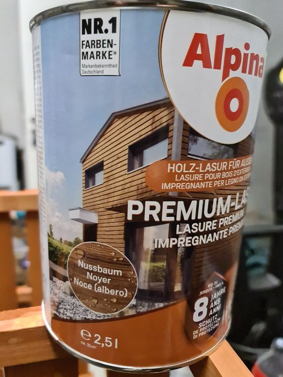 Alpina Premium-Lasur Nussbaum 2,5LT - ungeöffnet in OVP (Neu und originalverpackt) in Nürensdorf ...