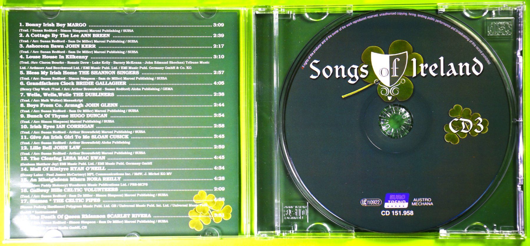 SONGS OF IRELAND - CD 3 / TYPISCHE IRISCHE, WUNDERBARE SONGS (Neu ...