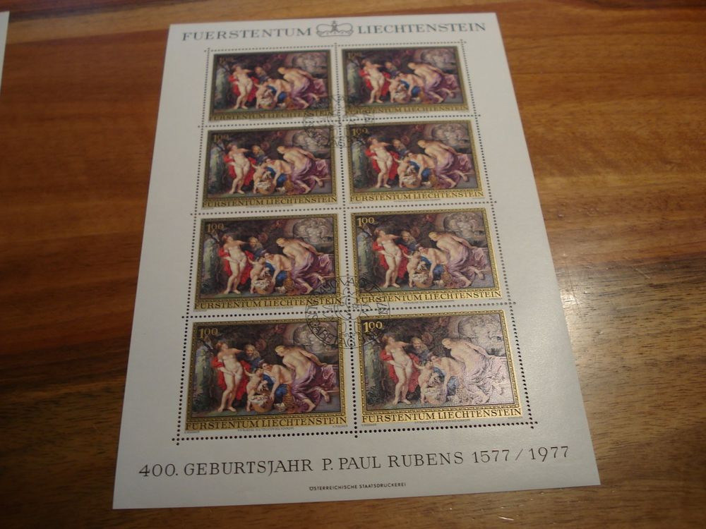 Liechtenstein 1977, Bogensatz P. Paul Rubens, ET-o (Gebraucht) in Niederwil AG für CHF 3.7 – mit ...