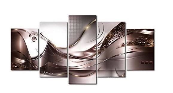 Modernes Wandbild 5 tlg Wellen 200x100cm | Kaufen auf Ricardo