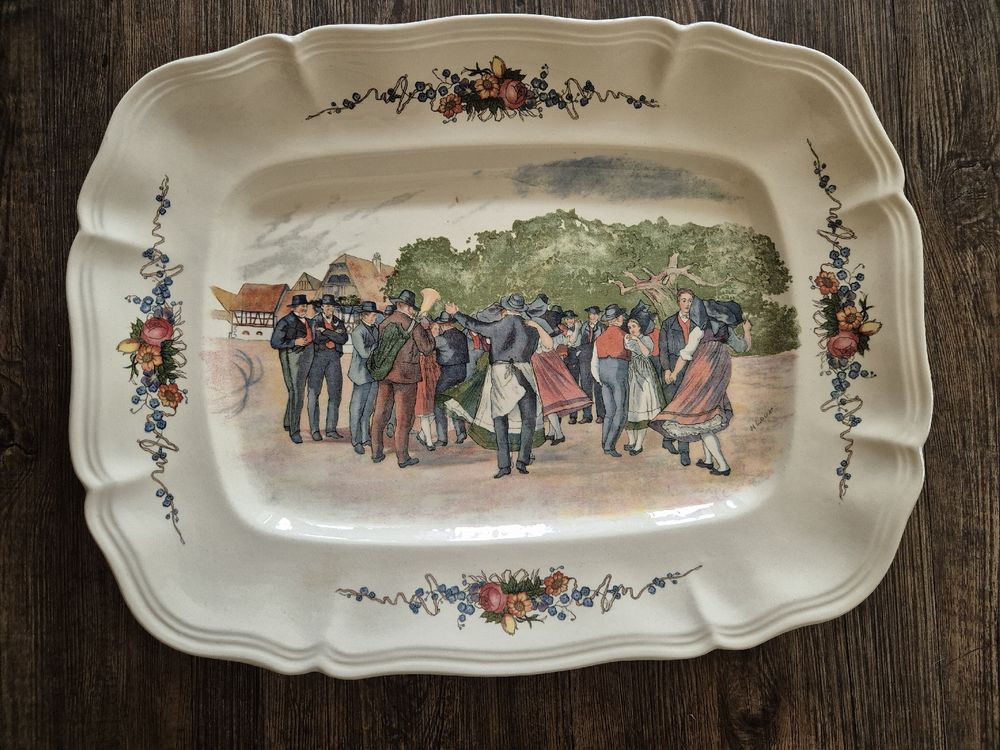 Obernai Faienceries grosse Platte, Rarität mit Trachtentanz! (Gebraucht ...