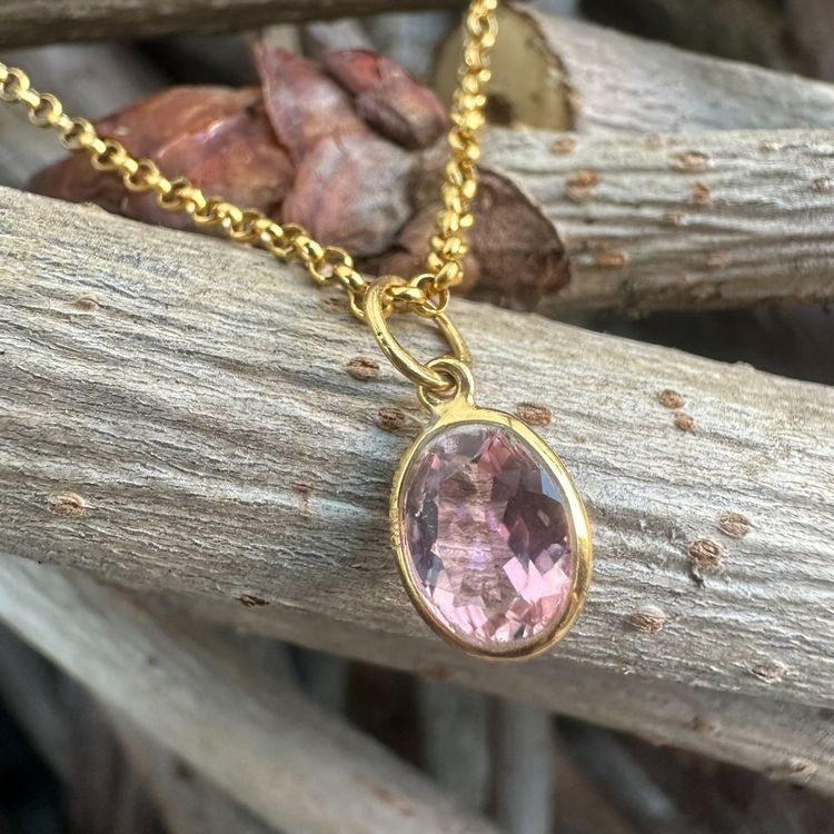 Sterling Silber 925 Anhänger mit Rosaturmalin (Neu (gemäss Beschreibung ...