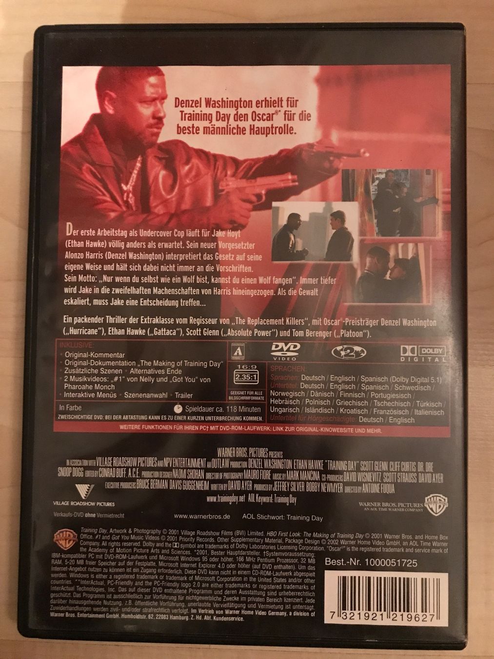 Training Day DVD - Denzel Washington, Top Zustand! (Gebraucht) in ...