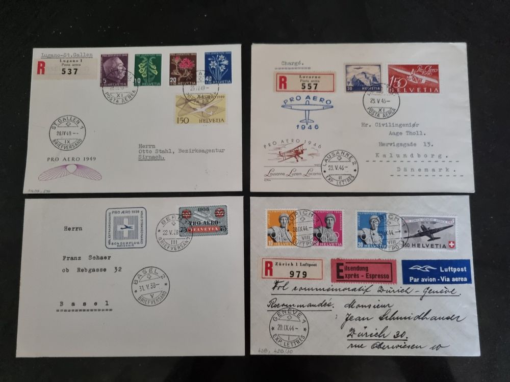 4 Flugpost Briefe 1938 - 1949 (Gebraucht) in Gümligen für CHF 18 – mit Lieferung auf Ricardo kaufen