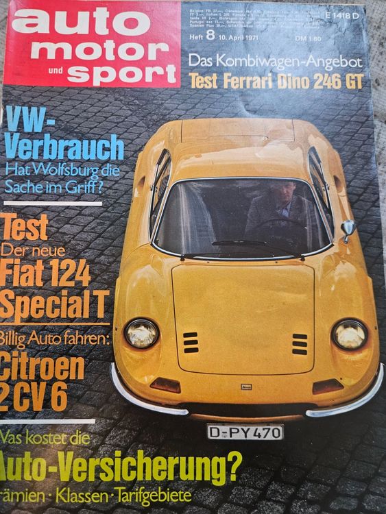 AMS 8/71 Dino 246 Land Rover 109 2 CV Kombi Puma GTE 124 xb (Gebraucht ...