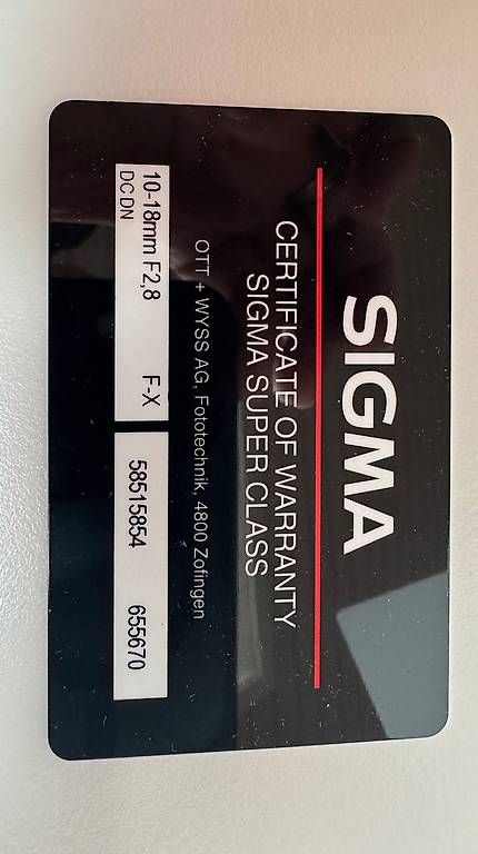 Sigma 10-18mm F2.8 DC DN (for FUJIFILM X Mount) (Neu (gemäss ...