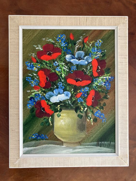GEMÄLDE BLUMENGEMÄLDE MOHNBLUMEN - AUF LEINWAND SIGNIERT | Kaufen auf Ricardo