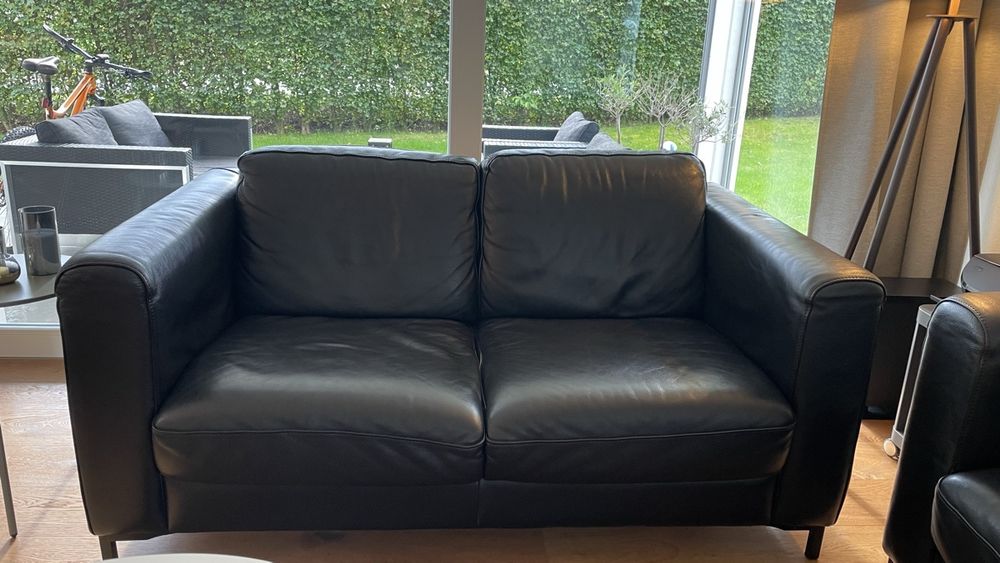 Leder Sofa Set (2er & 3er) schwarz | Kaufen auf Ricardo