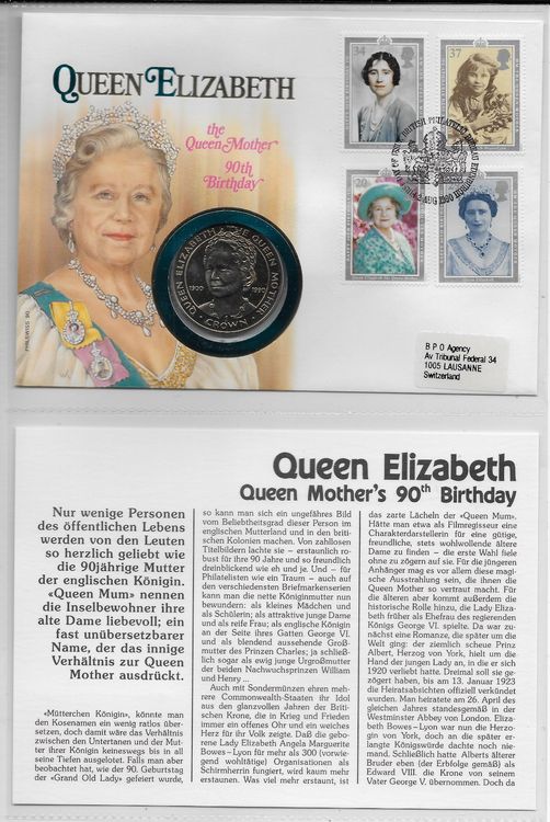 Münzbrief Queen Elizabeth, the Queen Mother 1990 (Neu (gemäss ...
