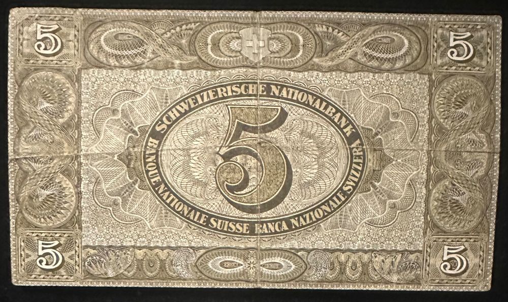 Antike Schweizer 5Chf Banknote (Gebraucht) in Root für CHF 19 – mit ...