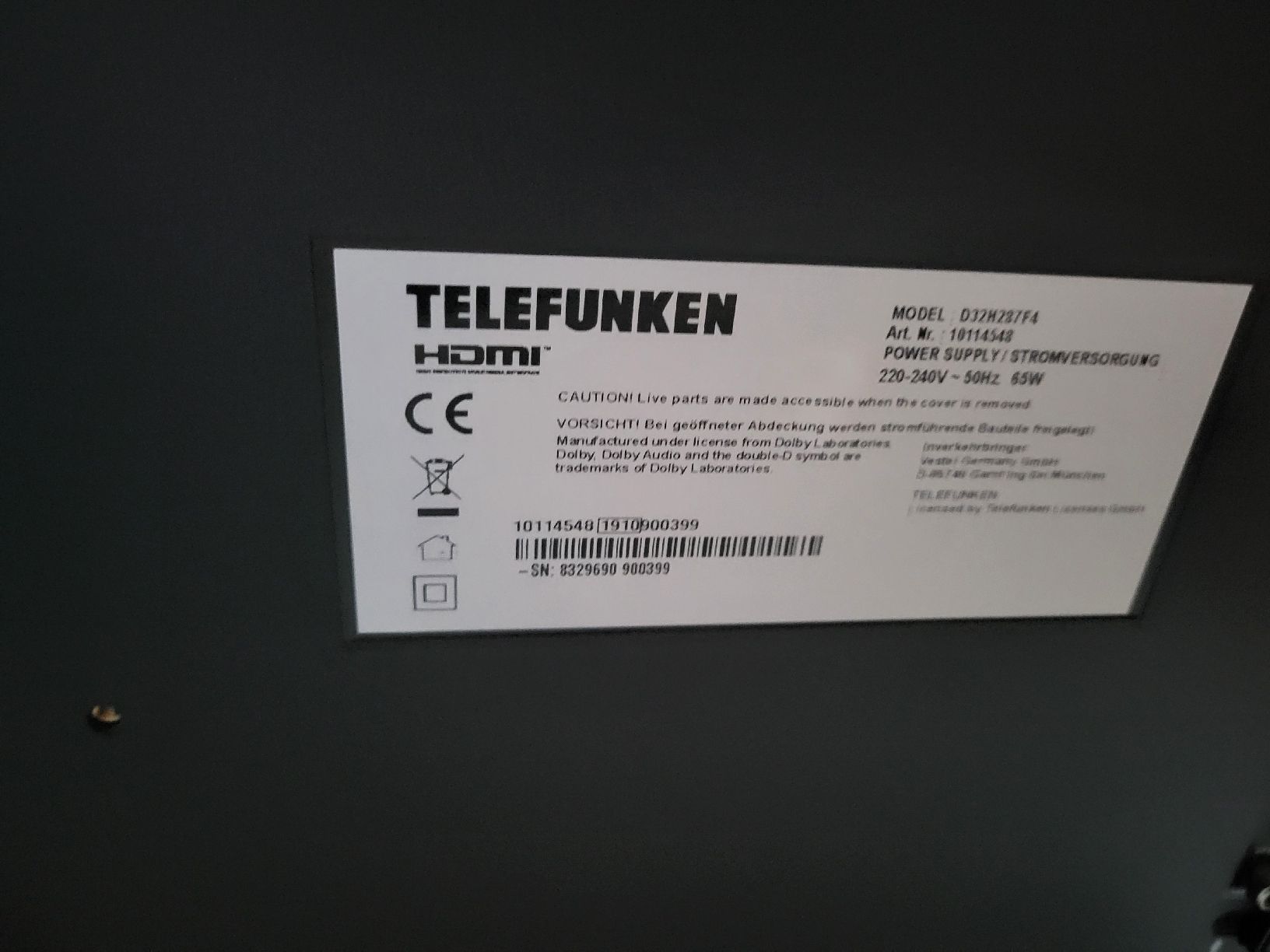 Telefunken TV, D32H287F4, 81 cm (32 Zoll) (Gebraucht) in Altstätten SG ...