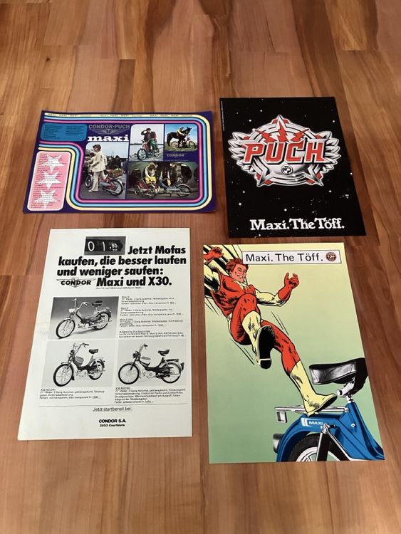 4x Condor Puch Maxi Mofa Flyer Werbung Prospekt Vintage (Neu (gemäss Beschreibung)) in ...