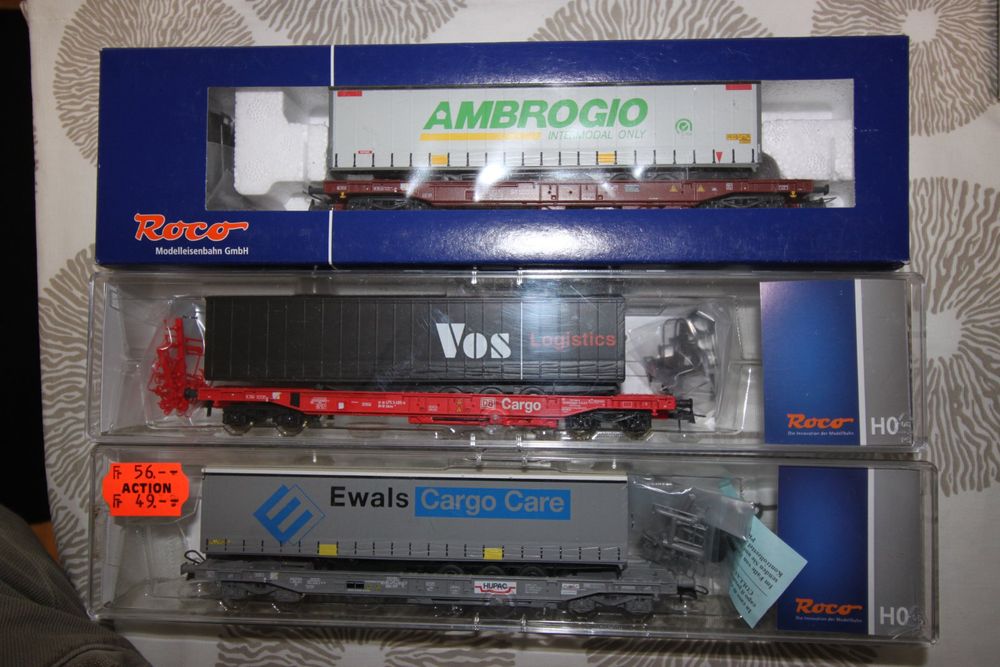 BLS, CFF, Hupac + div Roco wagons containers ou remorques CC (Gebraucht ...