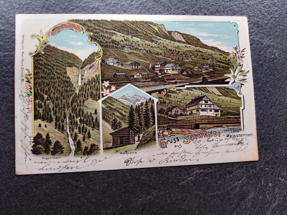 Litho PK / Gruss aus Schwendi Weisstannen - gelaufen 1902 (Gebraucht) in Brugg AG für CHF 46 ...