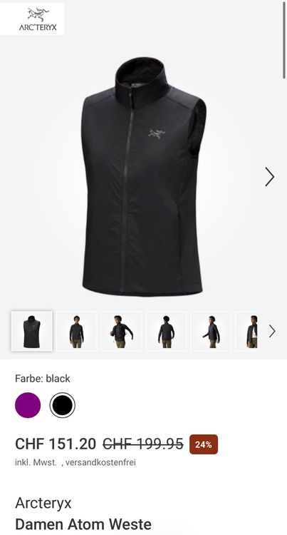 Arcteryx Atom Weste Damen Schwarz - Ideal für den Herbst! (Gebraucht ...