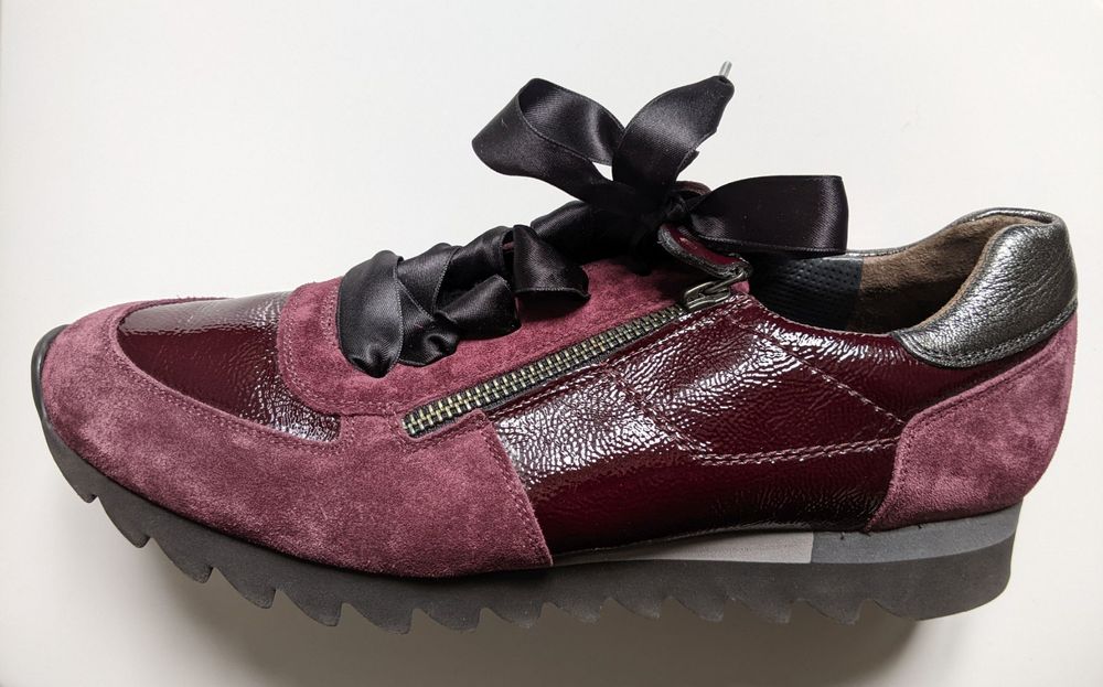PAUL GREEN : Sneakers cuir verni et daim bordeaux 40 (Neu (gemäss ...