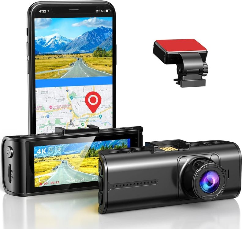 Dashcam, 3840 x 2160P Ultra HD 4K, WiFI, GPS, Top-Produkt (Neu und originalverpackt) in ...
