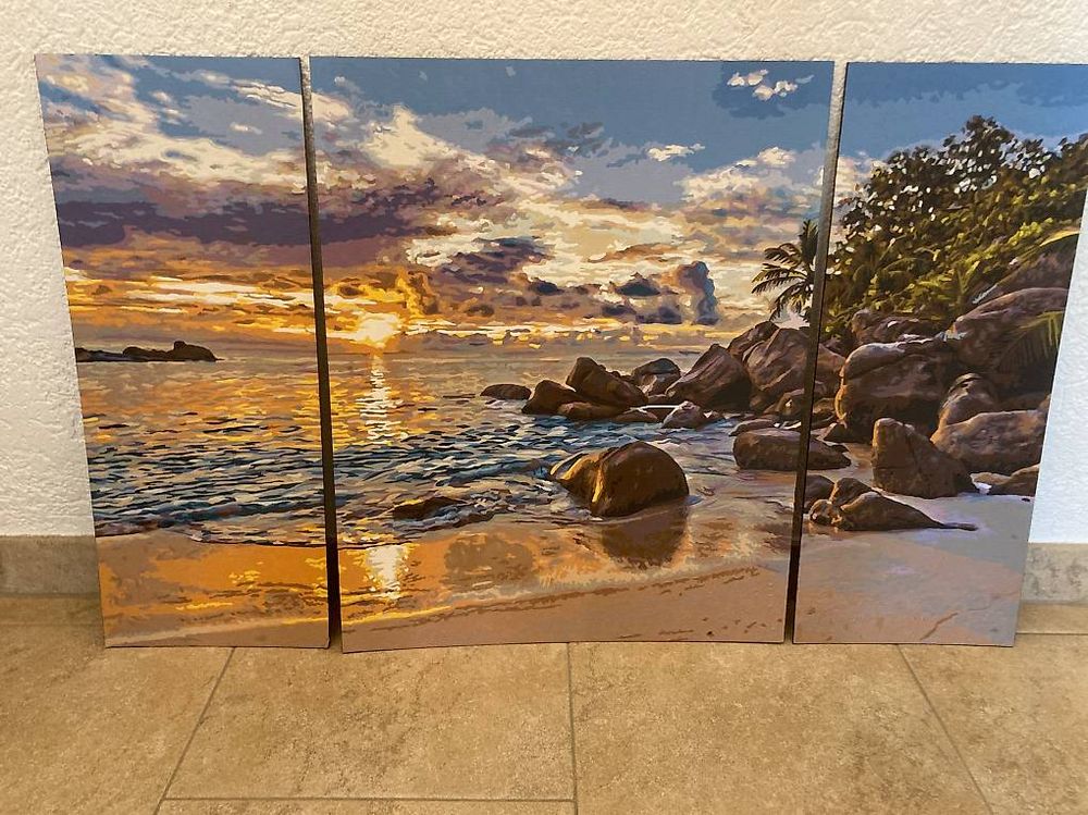 Bild/Gemälde, Sonnenuntergang, 3-teilig, Malen nach Zahlen | Kaufen auf Ricardo