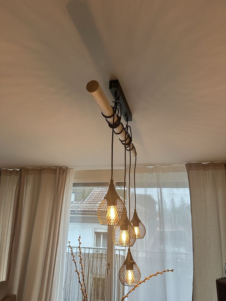 Retro Lampe/Deckenlampe aus Holz und Metall, Top Zustand (Neu (gemäss ...