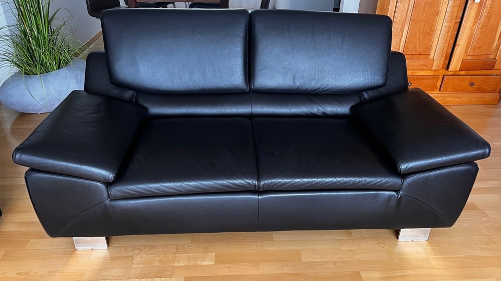Schwarzes Leder Sofa - elegantes Design - W. Schillig | Kaufen auf Ricardo
