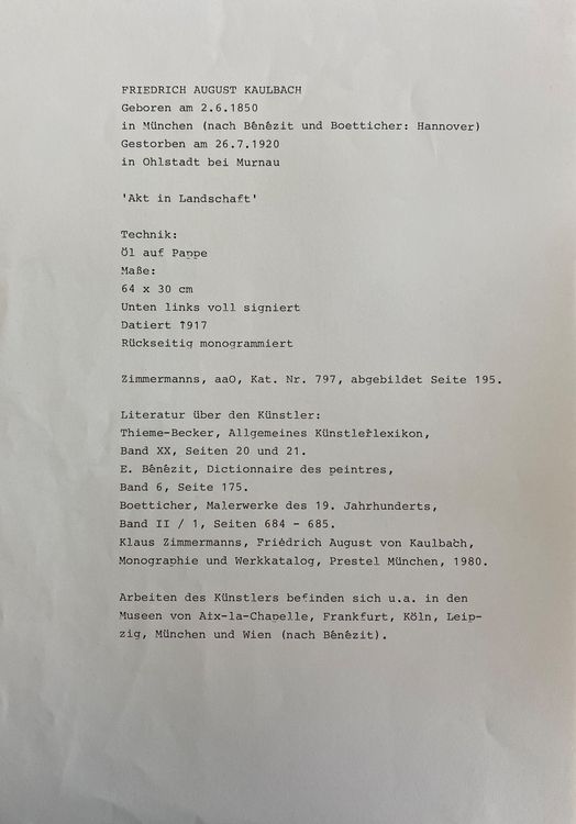 Wichtiges Gemälde von Friedrich August Kaulbach, 1850 - 1920 (Gebraucht) in Zuzwil SG für CHF ...