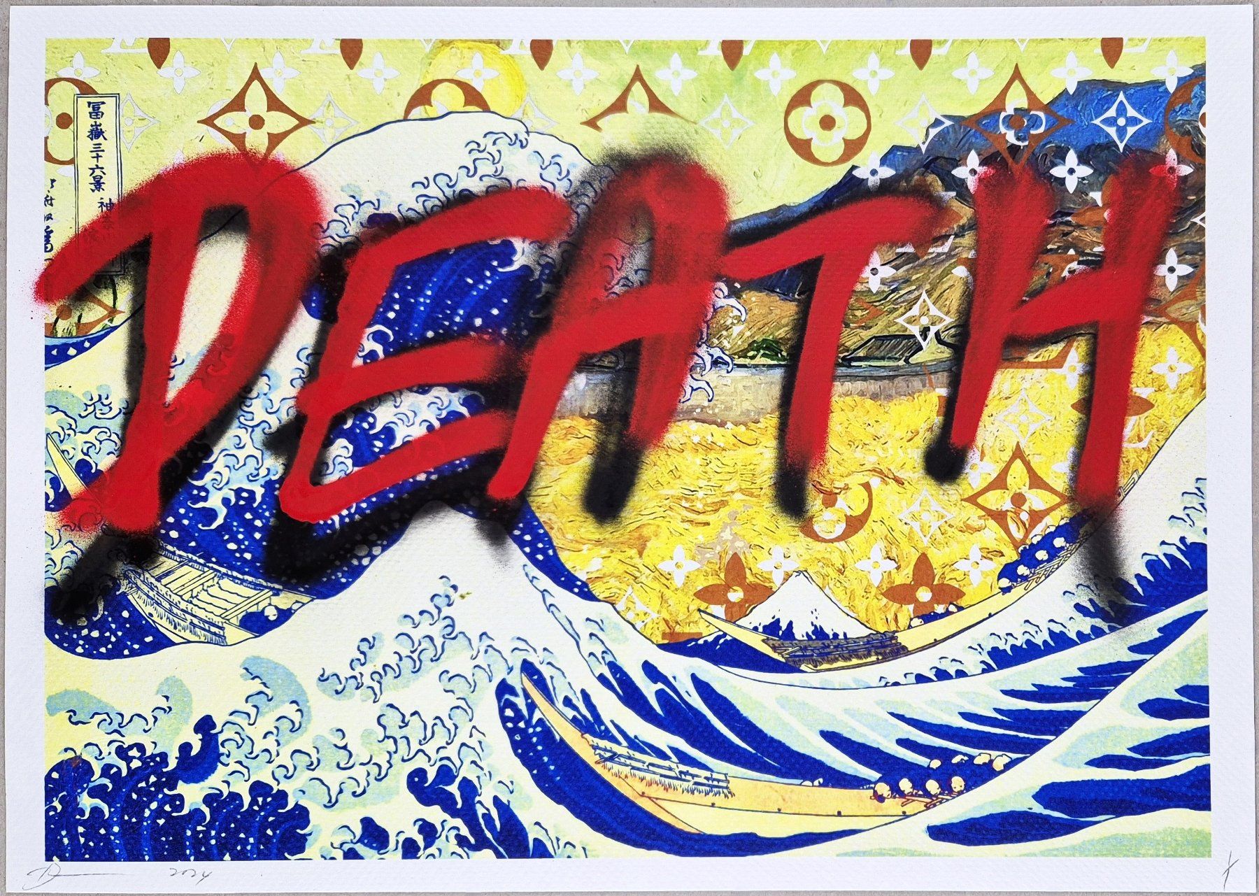 Death NYC Pop Druck " Van Gogh Hokusai Wave Unikat 1 von 1 (Neu (gemäss ...