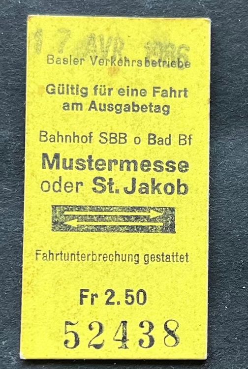 BVB Bahnhof SBB o Bad Bf Mustermesse oder St. Jakob 1983 (Gebraucht) in Wabern für CHF 4.3 – mit ...
