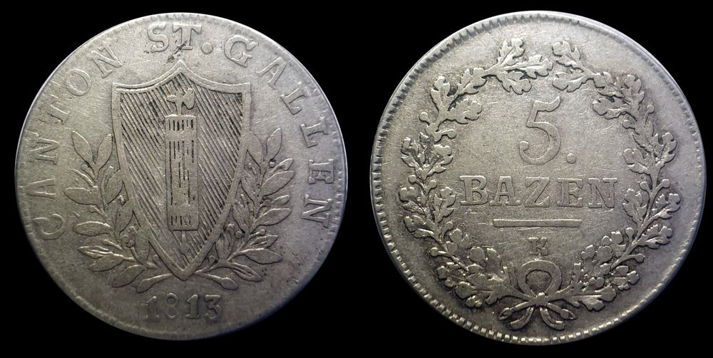 Saint-Gall (Canton) 5 batzen 1813 Billon HMZ 2-914d TB (Gebraucht) in ...