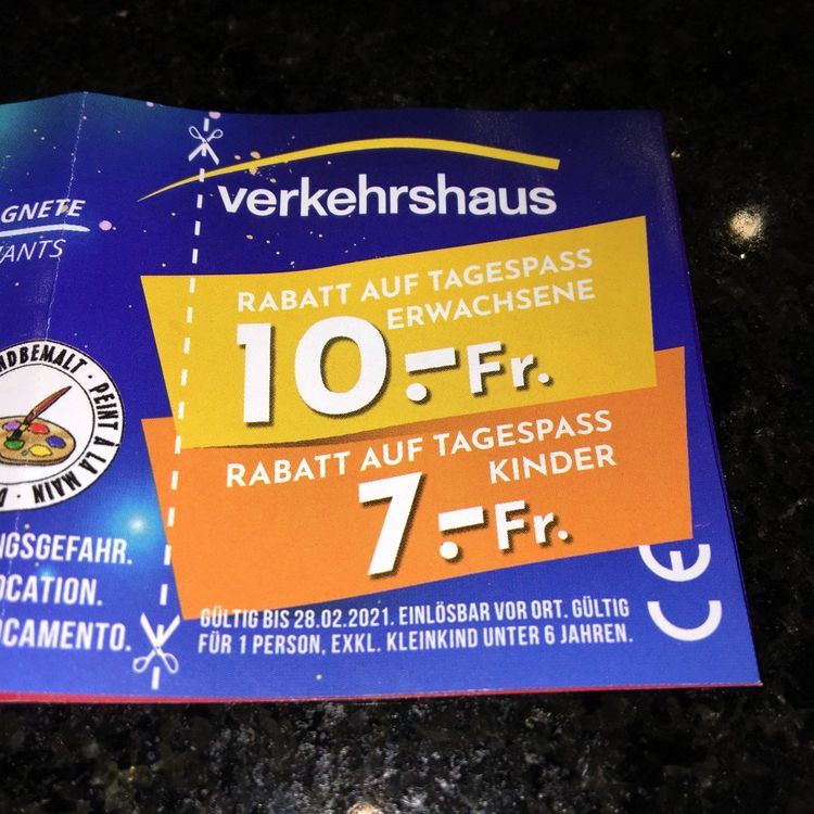 Gutschein Rabatt Verkehrshaus 28.02.2021 (Gebraucht) in Seuzach für CHF 1 – mit Lieferung auf ...