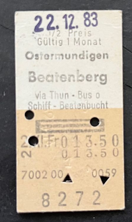 Ostermundigen Beatenberg via Thun Bus o Schiff/ 1983 (Gebraucht) in Wabern für CHF 2 – mit ...